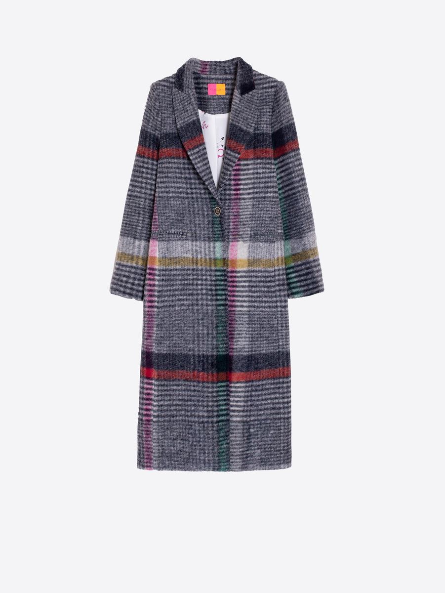 FINAL SALE Vilagallo Multicolor Checked Long Coat – Cat & Kate Boutique