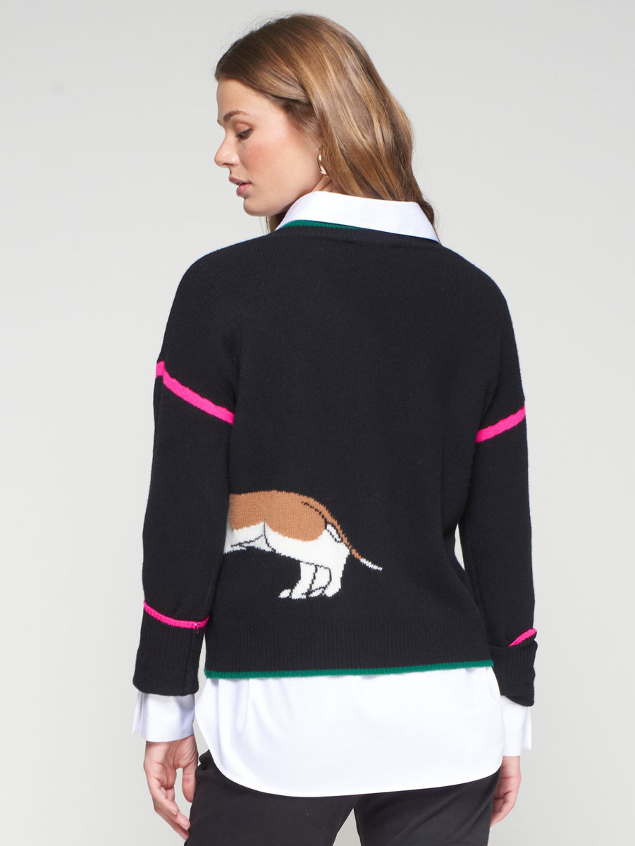 FINAL SALE Vilagallo Dachshund Sweater | Black – Cat & Kate Boutique